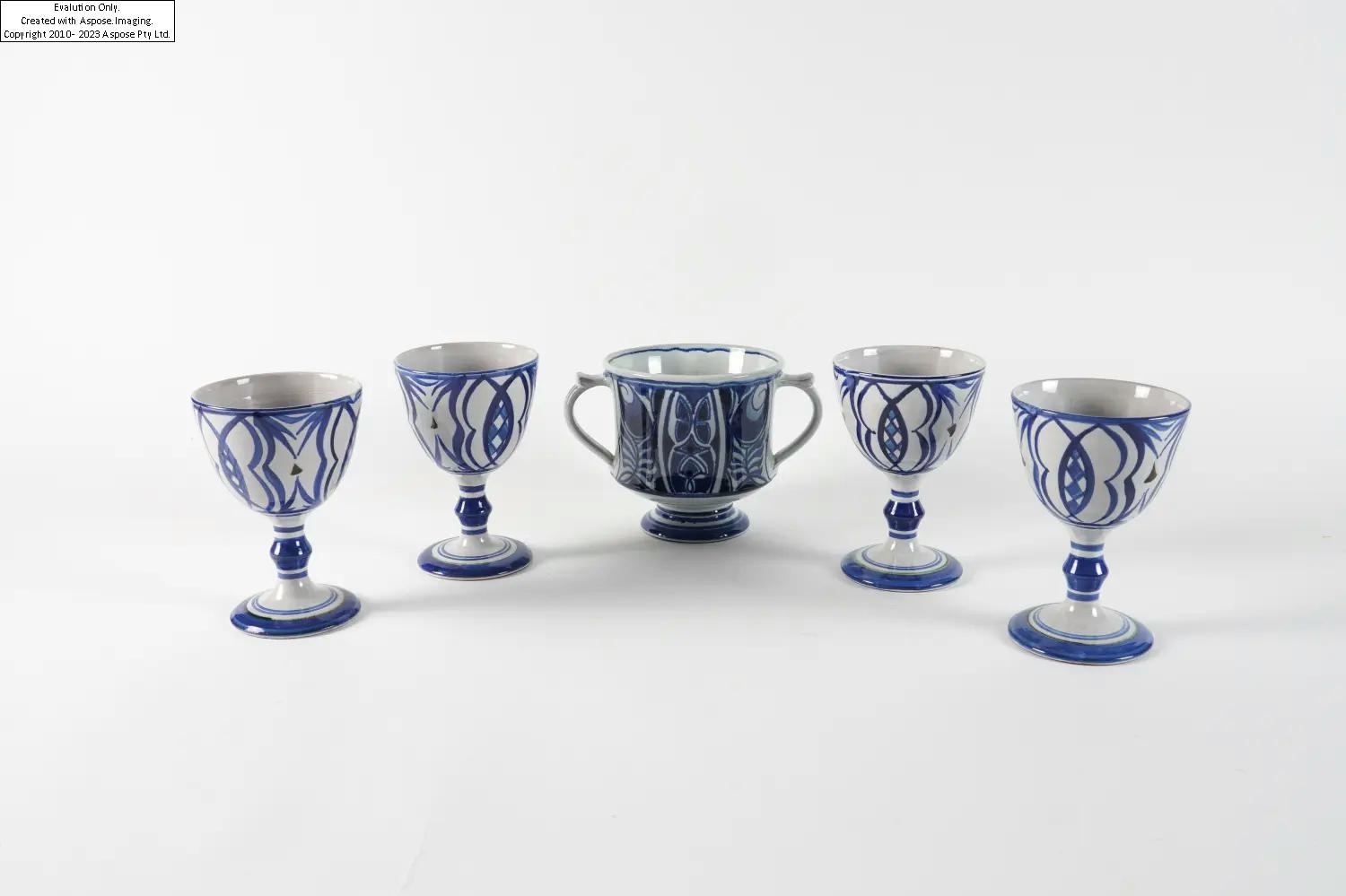Alan Caiger-Smith | Four tin glazed earthenware goblets | MutualArt
