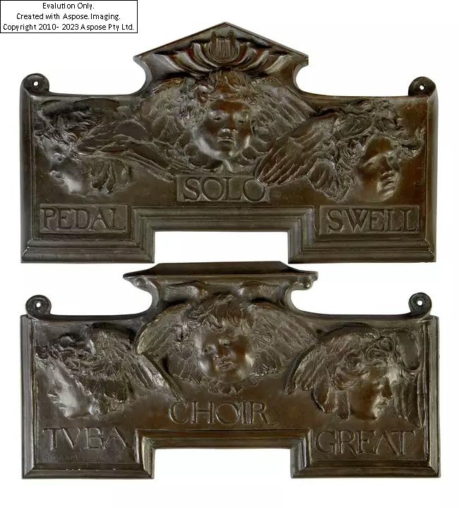 Henry Alfred Pegram | a pair of bronze relief plaques from organ pedals ...