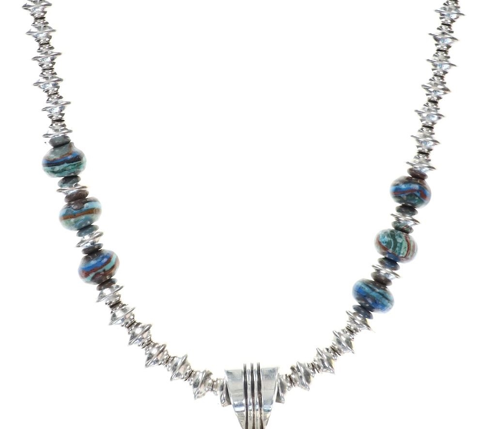 The Collective | Navajo T Etsitty Silver Rainbow Calsilica Necklace ...
