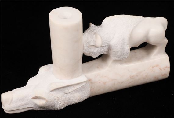 James Under Baggage | Lakota Black Hills Alabaster Pipe Bowl | MutualArt