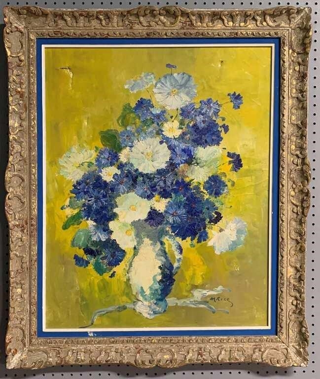 M. Rice | Signed M. Rice Oil On Canvas Flower Still Life | MutualArt