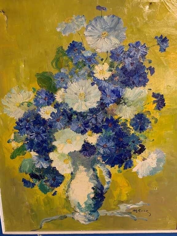 M. Rice | Signed M. Rice Oil On Canvas Flower Still Life | MutualArt