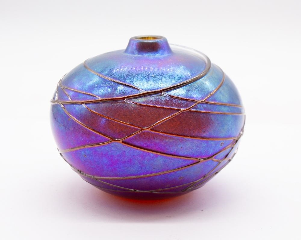 Siddy Langley | Siddy Langley iridescent glass bowl vase with trailed ...