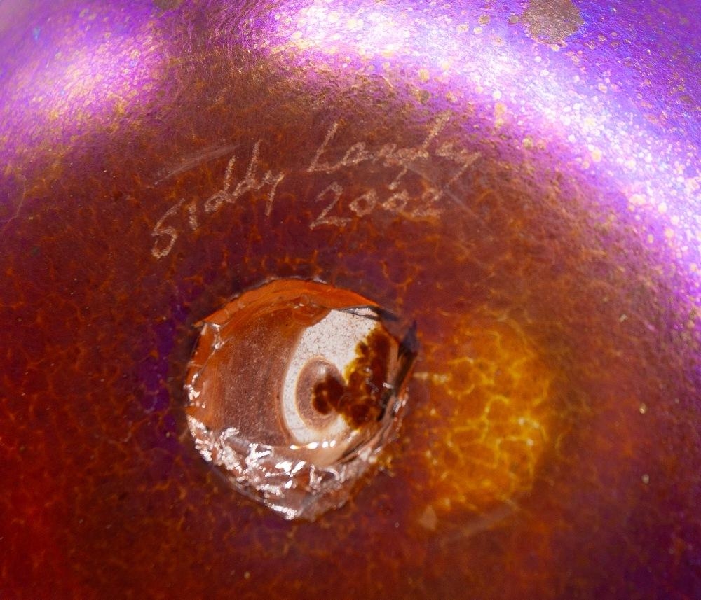 Siddy Langley | Siddy Langley iridescent glass bowl vase with trailed ...