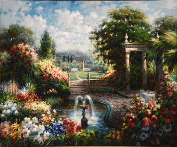 G. Closson | Garden with fountain | MutualArt