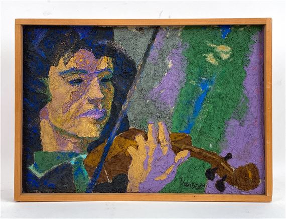 David George van Vliet | Oil on board of violinist | MutualArt