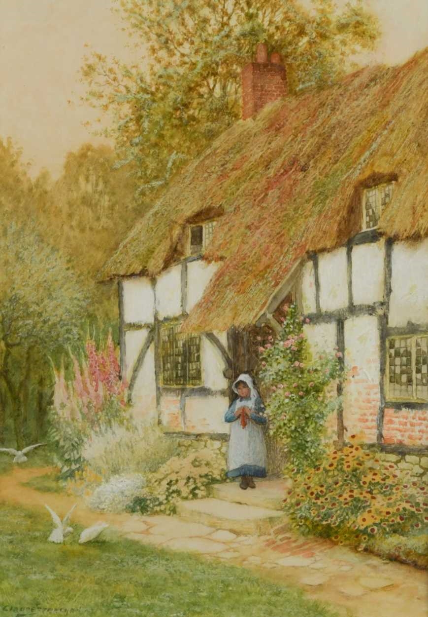 Arthur Claude Strachan | A girl by cottage door | MutualArt