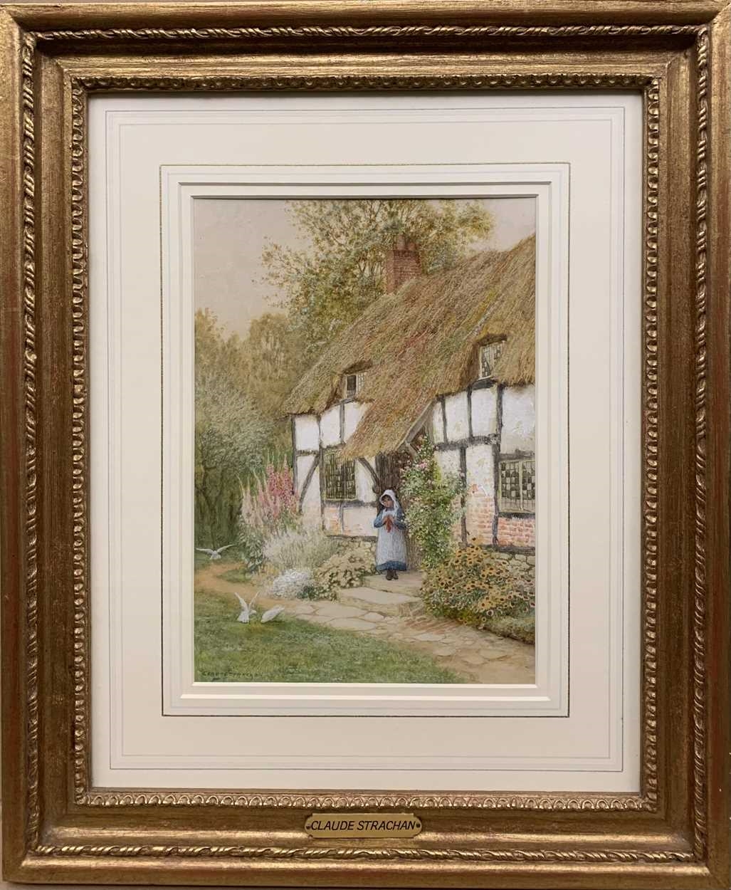 Arthur Claude Strachan | A girl by cottage door | MutualArt