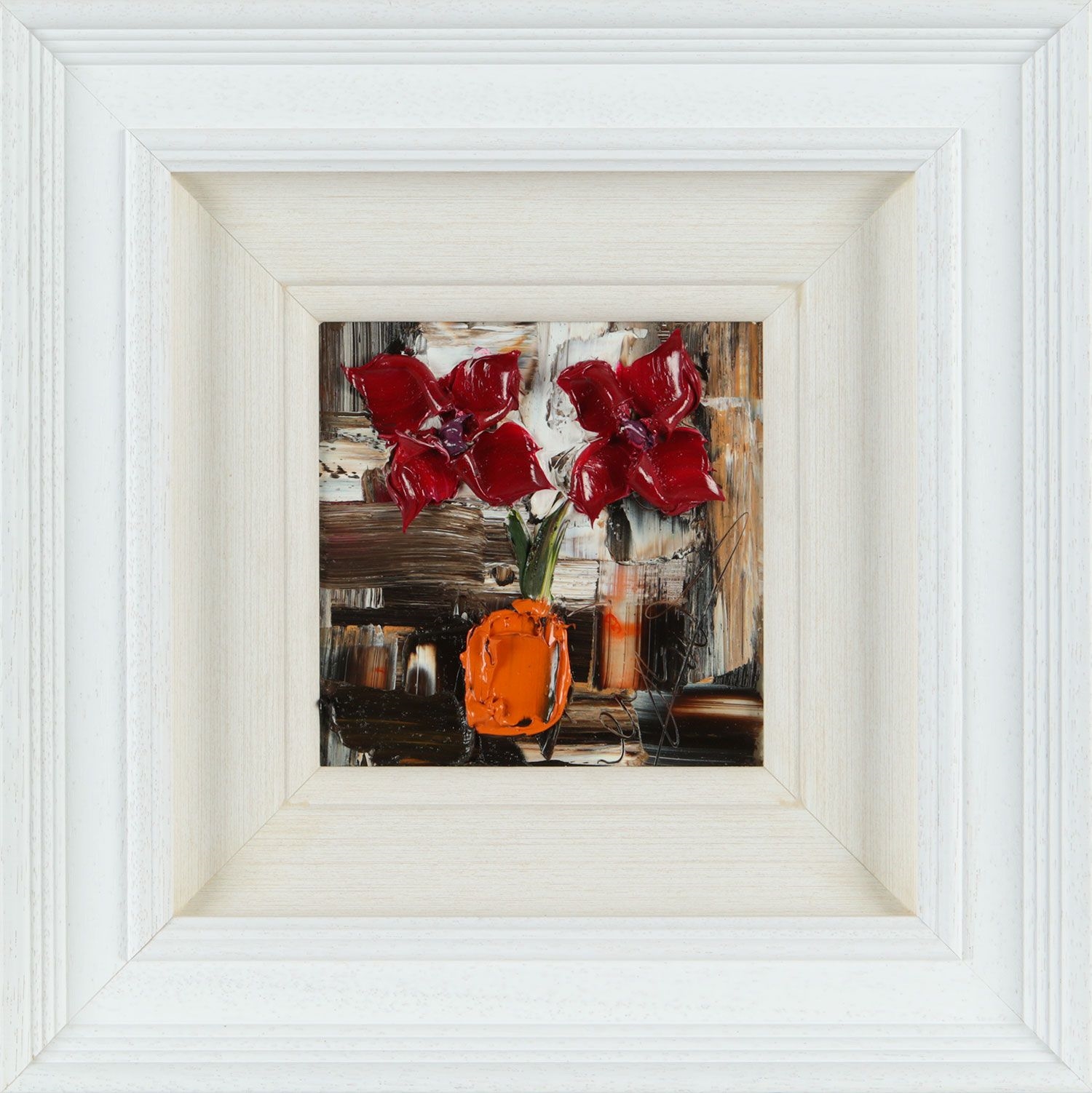Colin Flack | RED FLOWERS IN AN ORANGE VASE | MutualArt