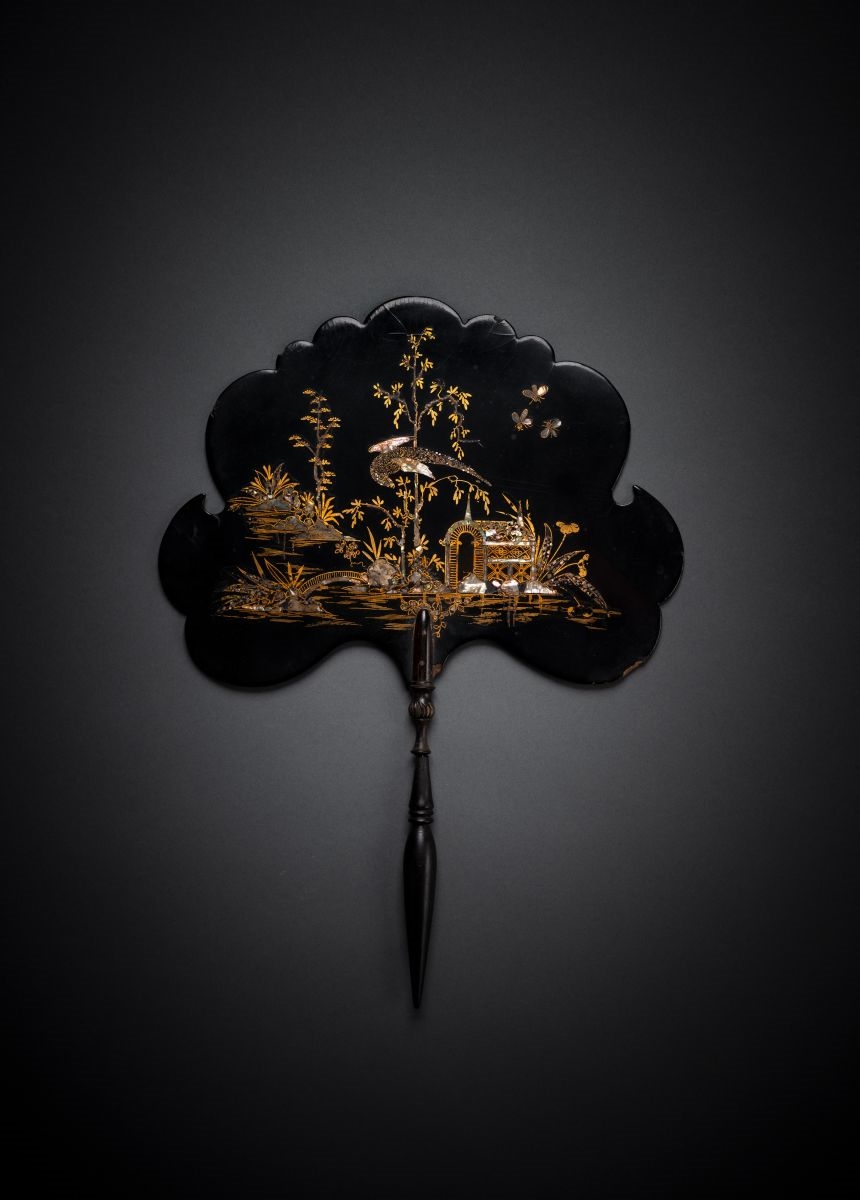 English School, 19th Century | A BLACK-LACQUERED FAN WITH MOTHER-OF ...