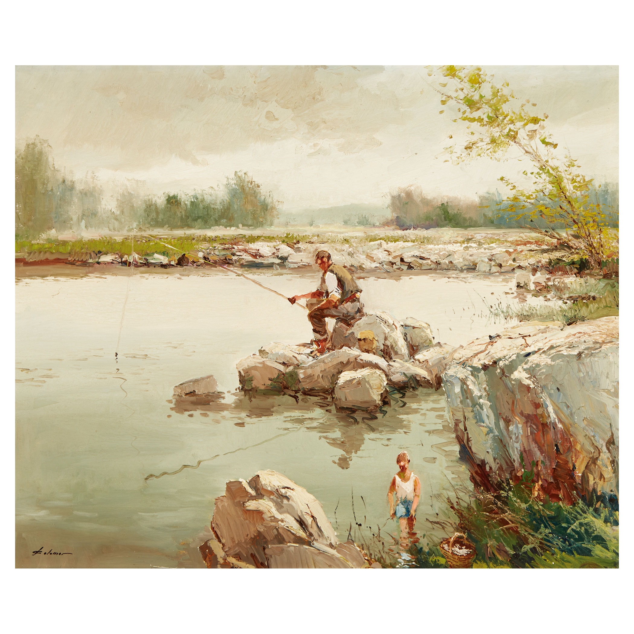 Josep Colomer Comas | Pescando en el río | MutualArt