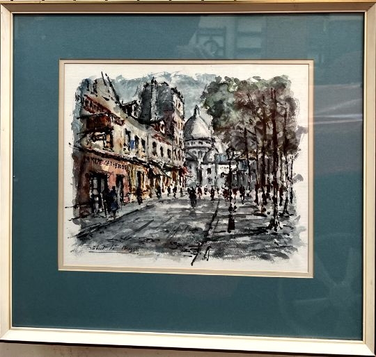 Robert Le Berger | Robert Le Berger A Parisien scene Watercolour Signed ...