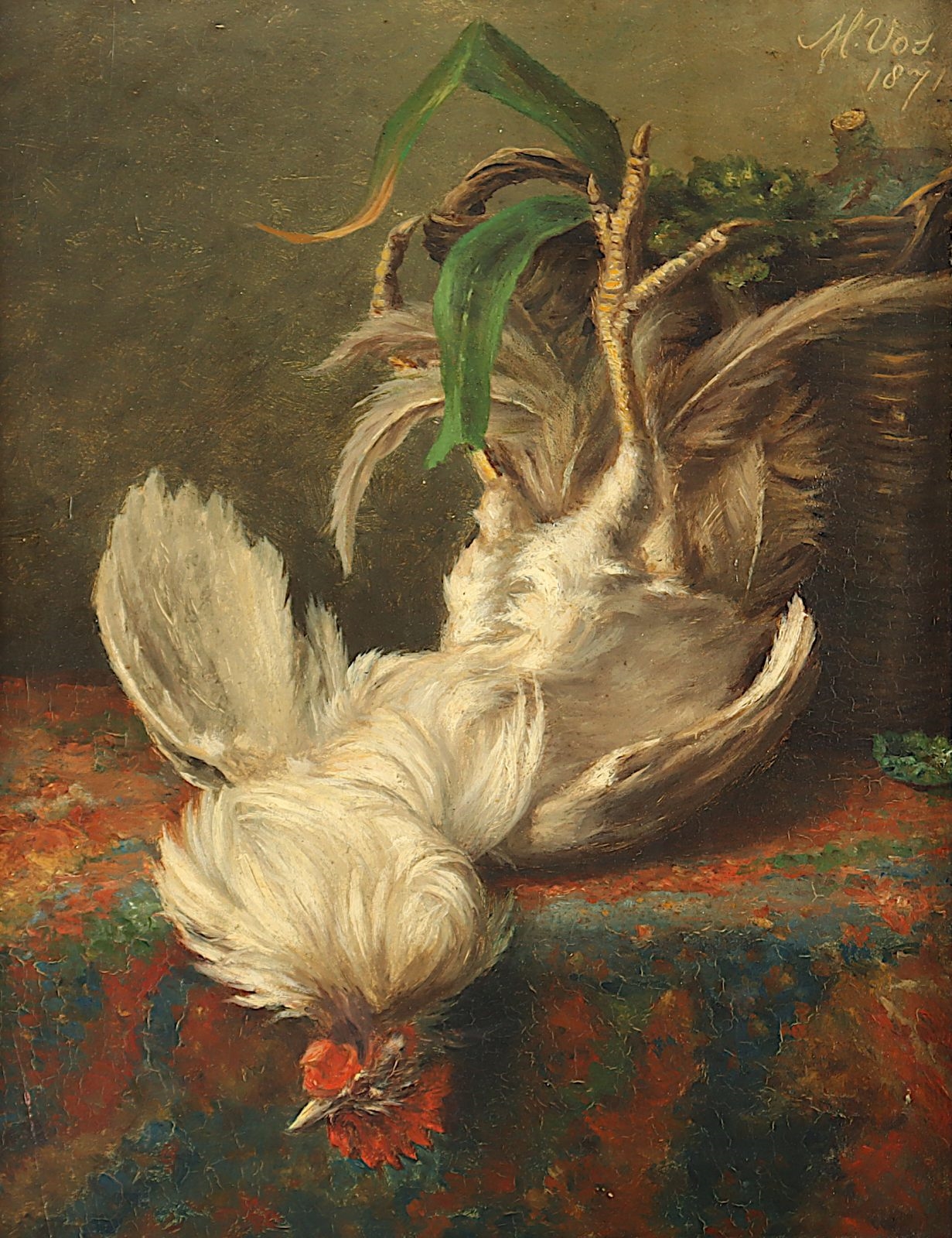 Maria Vos | Still life with a goldfish bowl and various papers on a ...