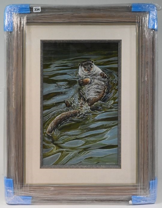 David A. Scott | Otter with a Rock | MutualArt