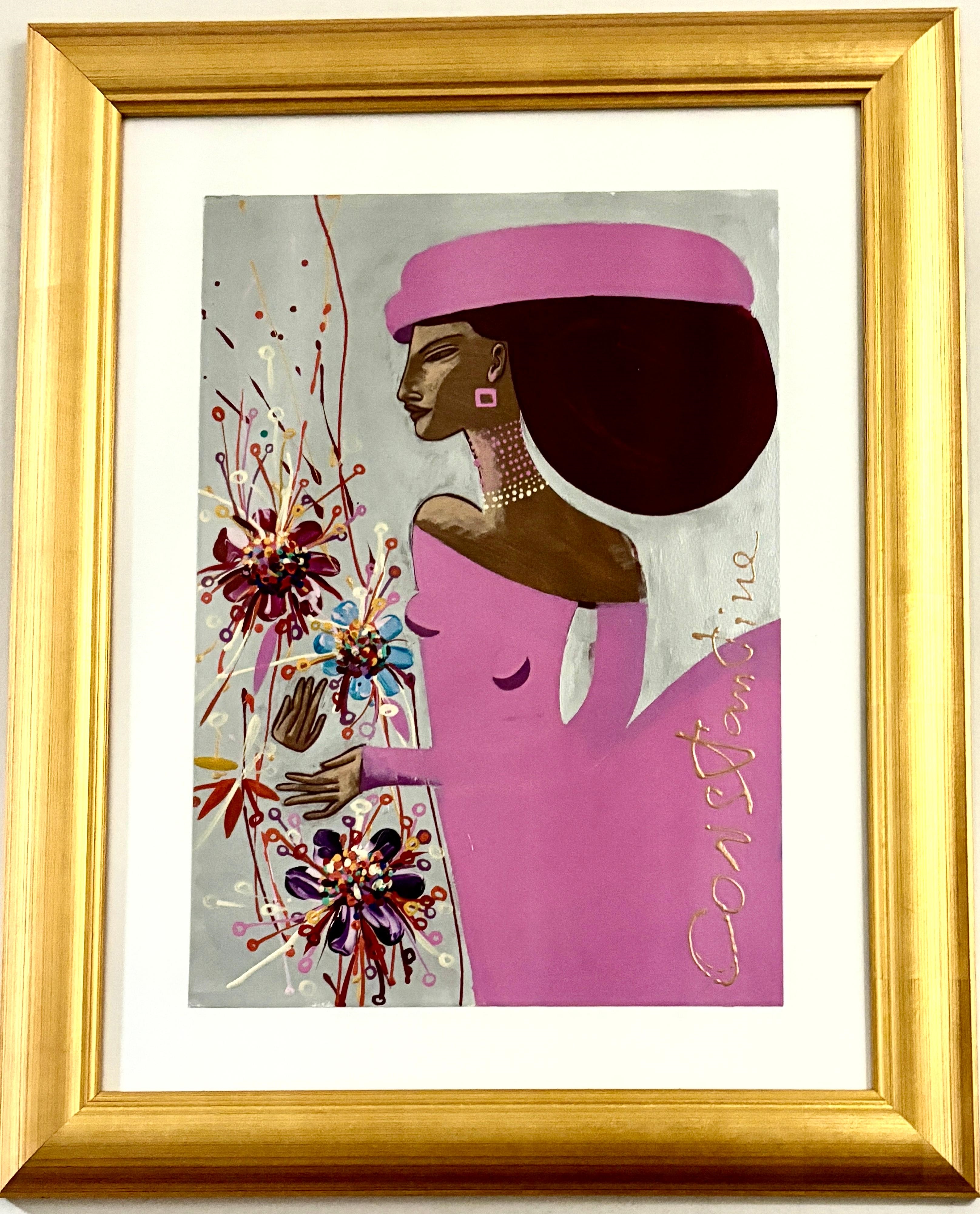 Constantine Popov | Original Constantine Popov Pink Lady With Flowers ...