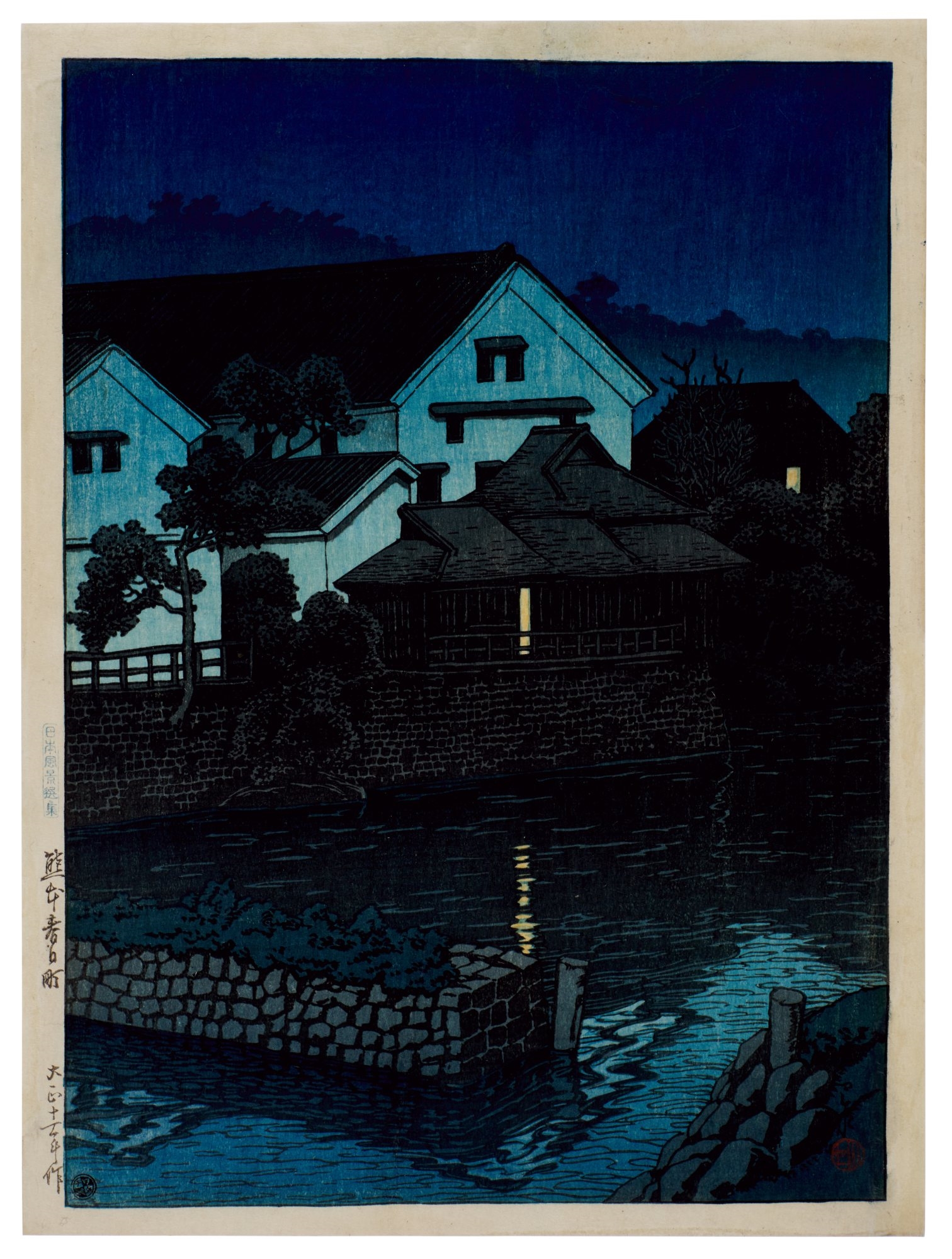 Hasui Kawase | Three woodblock prints depicting night scenes (1947 ...