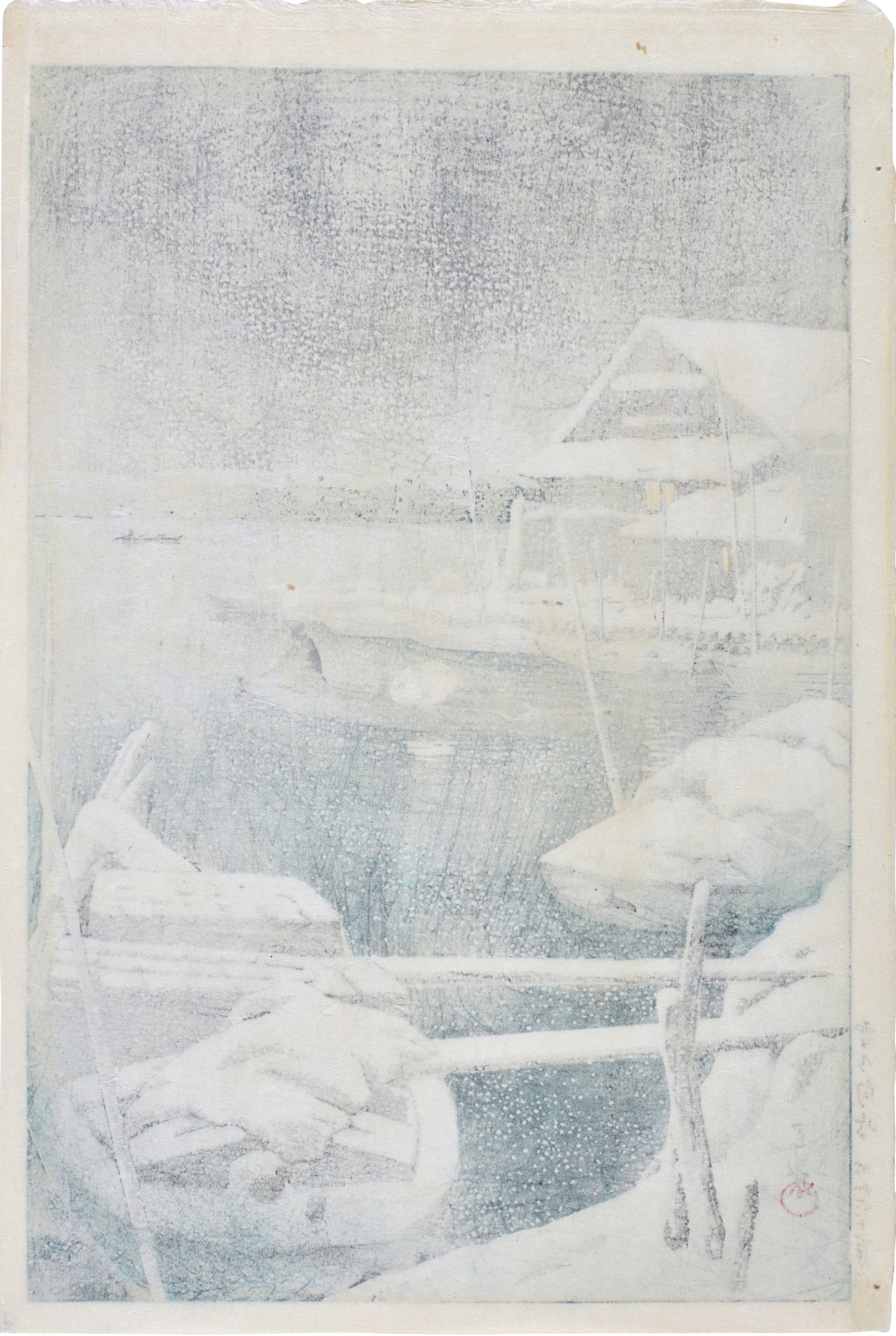 Hasui Kawase | Three woodblock prints depicting night scenes (1947 ...