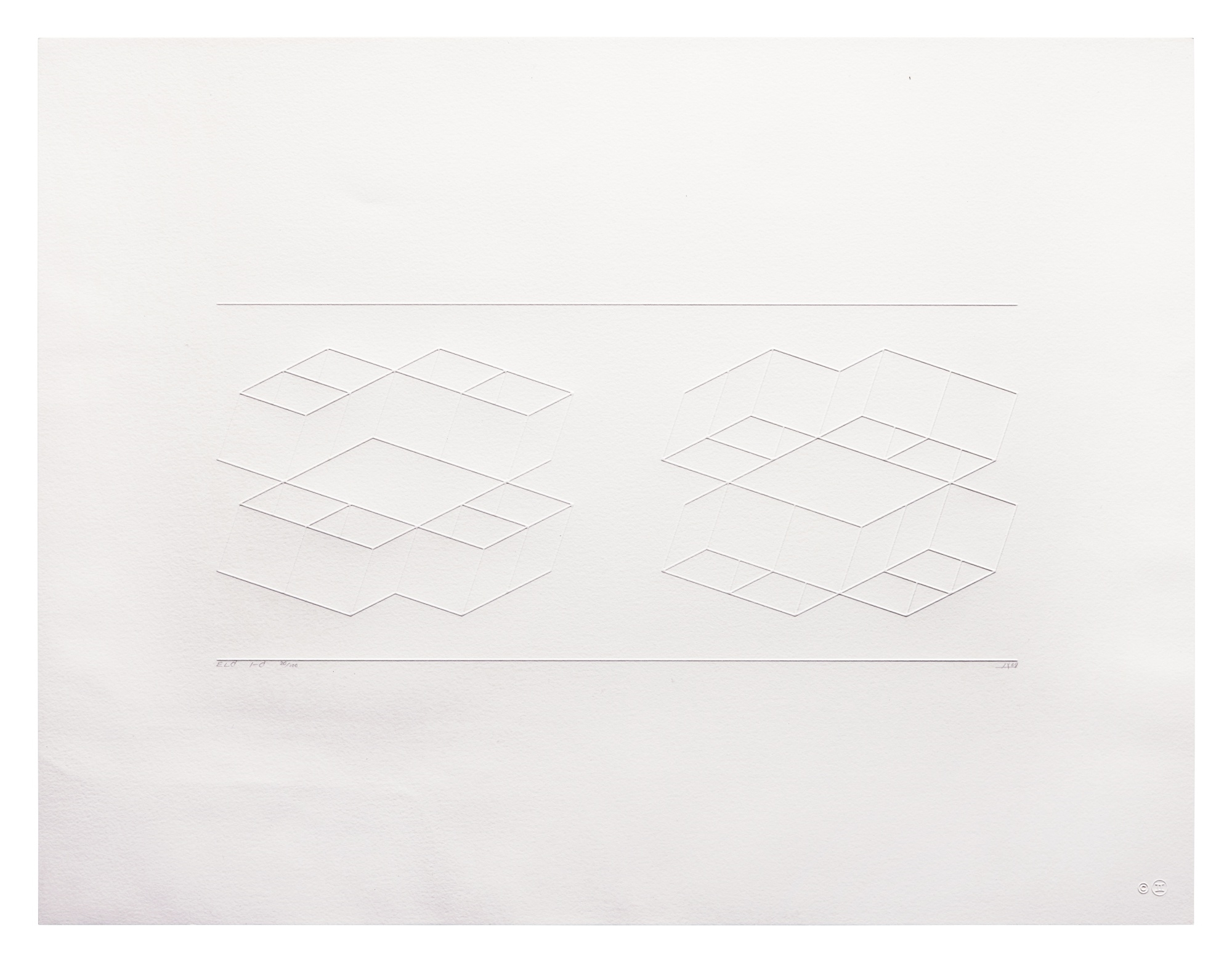 Josef Albers | Embossed Linear Construction 1-C | MutualArt