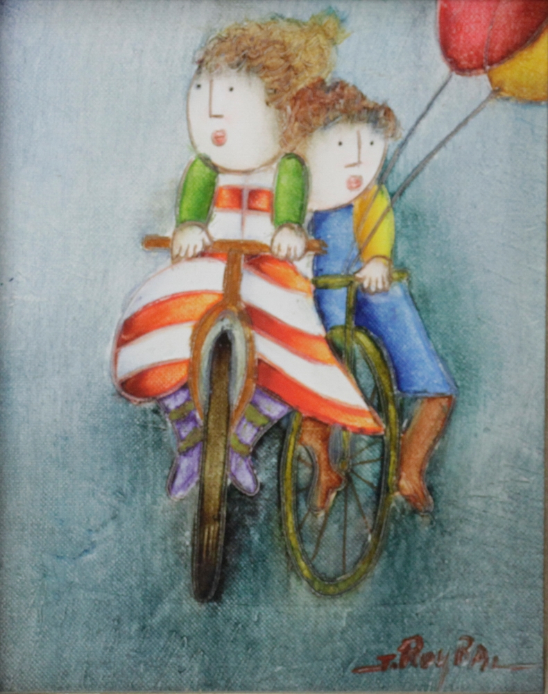 Joyce Roybal | Joyce Roybal, Two Works, Children on Bicycles | MutualArt