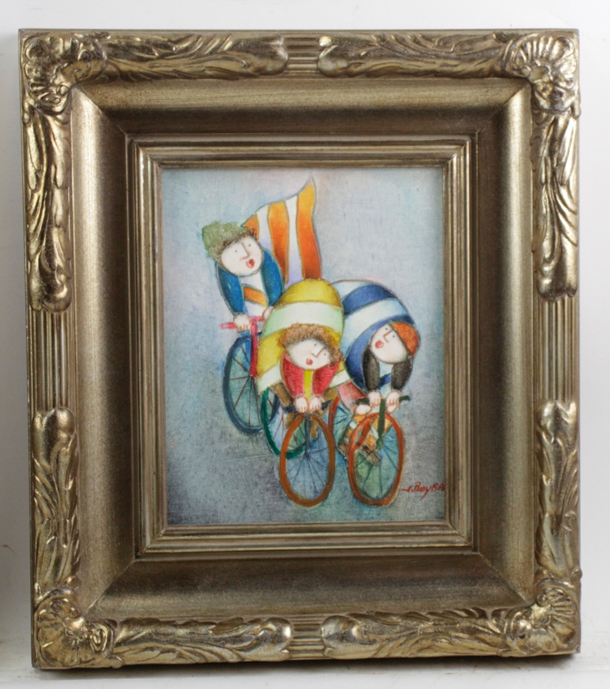 Joyce Roybal | Joyce Roybal, Two Works, Children on Bicycles | MutualArt