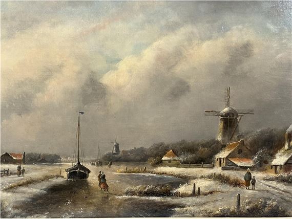 Andreas Schelfhout | River Landscape with a Mill | MutualArt
