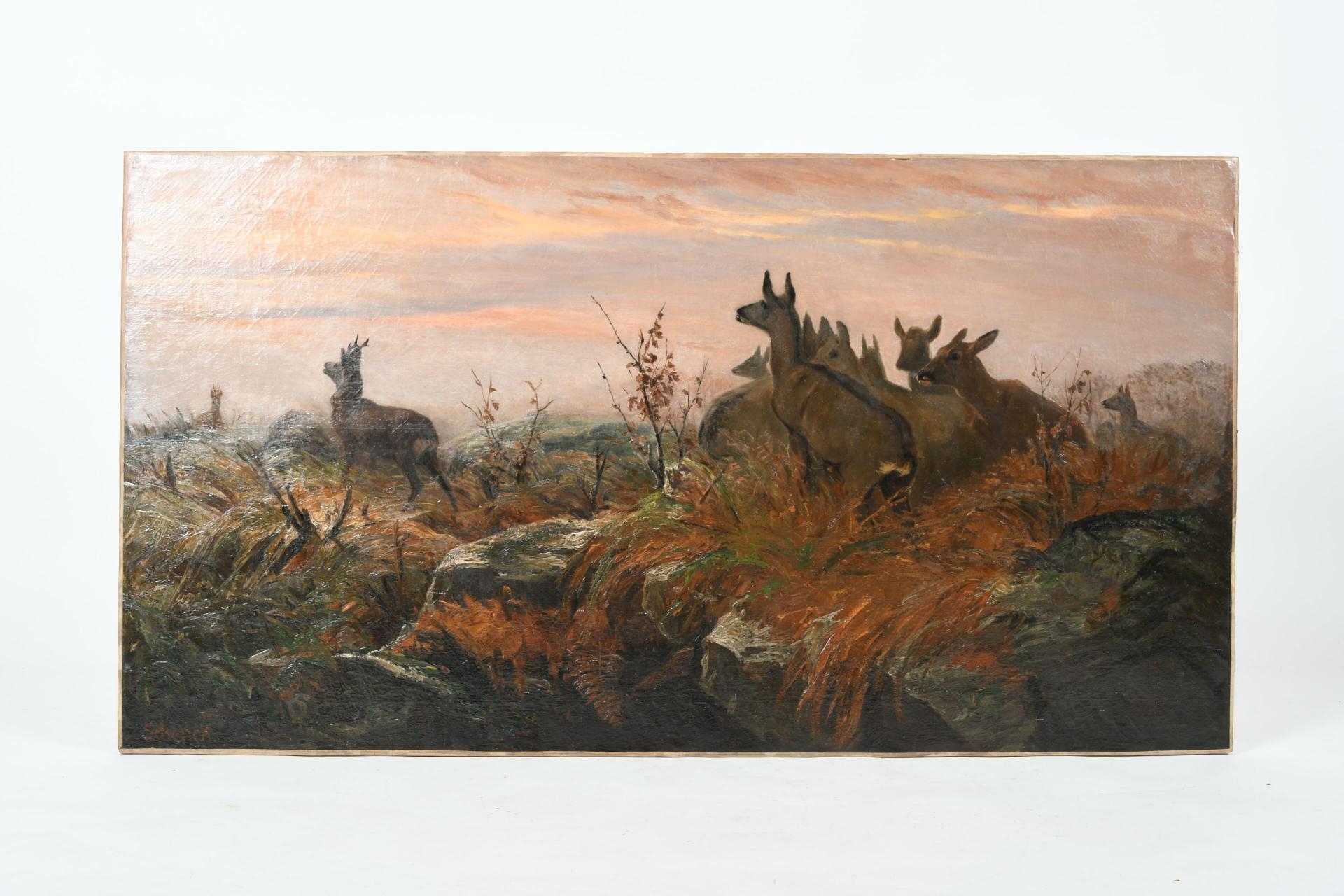 August Friedrich Albrecht Schenck | Sheeps in a winter storm | MutualArt