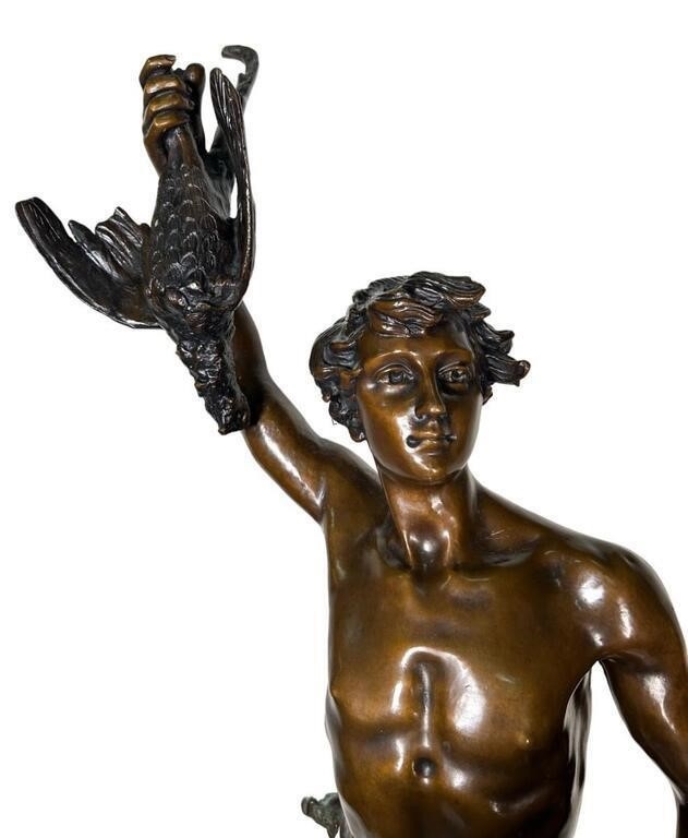 Adrien Etienne Gaudez | SIGNED ACTEON GREEK HUNTER BRONZE SCULPTURE ...