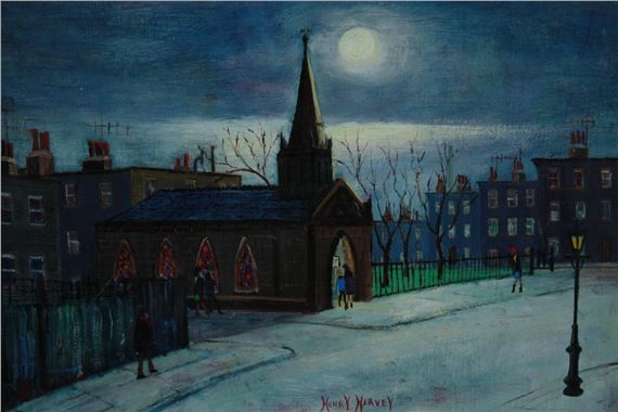 Henry Harvey | A moonlit townscape | MutualArt