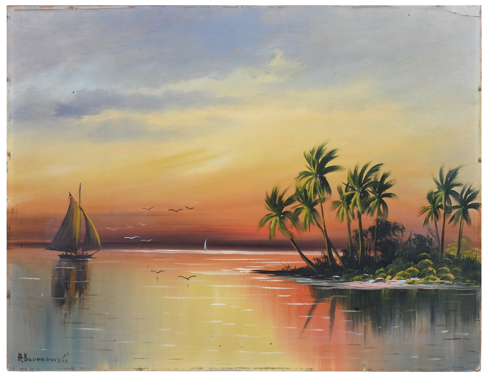 Alexander Baranowski | Nocturnal Florida Scene with Figures by a ...