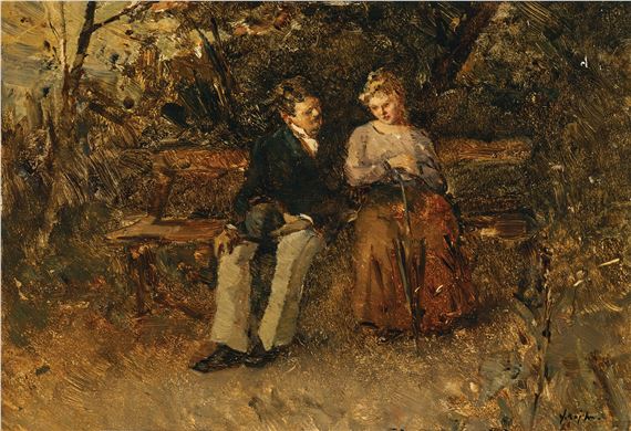 Fritz Rojka | Liebespaar auf der Parkbank (Circa 1949) | MutualArt