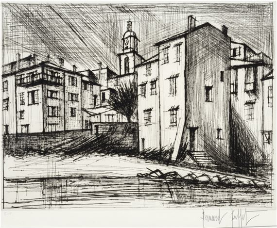 Bernard Buffet | Les Sables d’Olonnes, deux voiliers (1972) | MutualArt