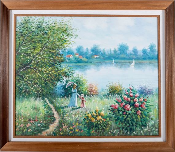 W. Hodges | Impressionist Walk Around A Lake | MutualArt