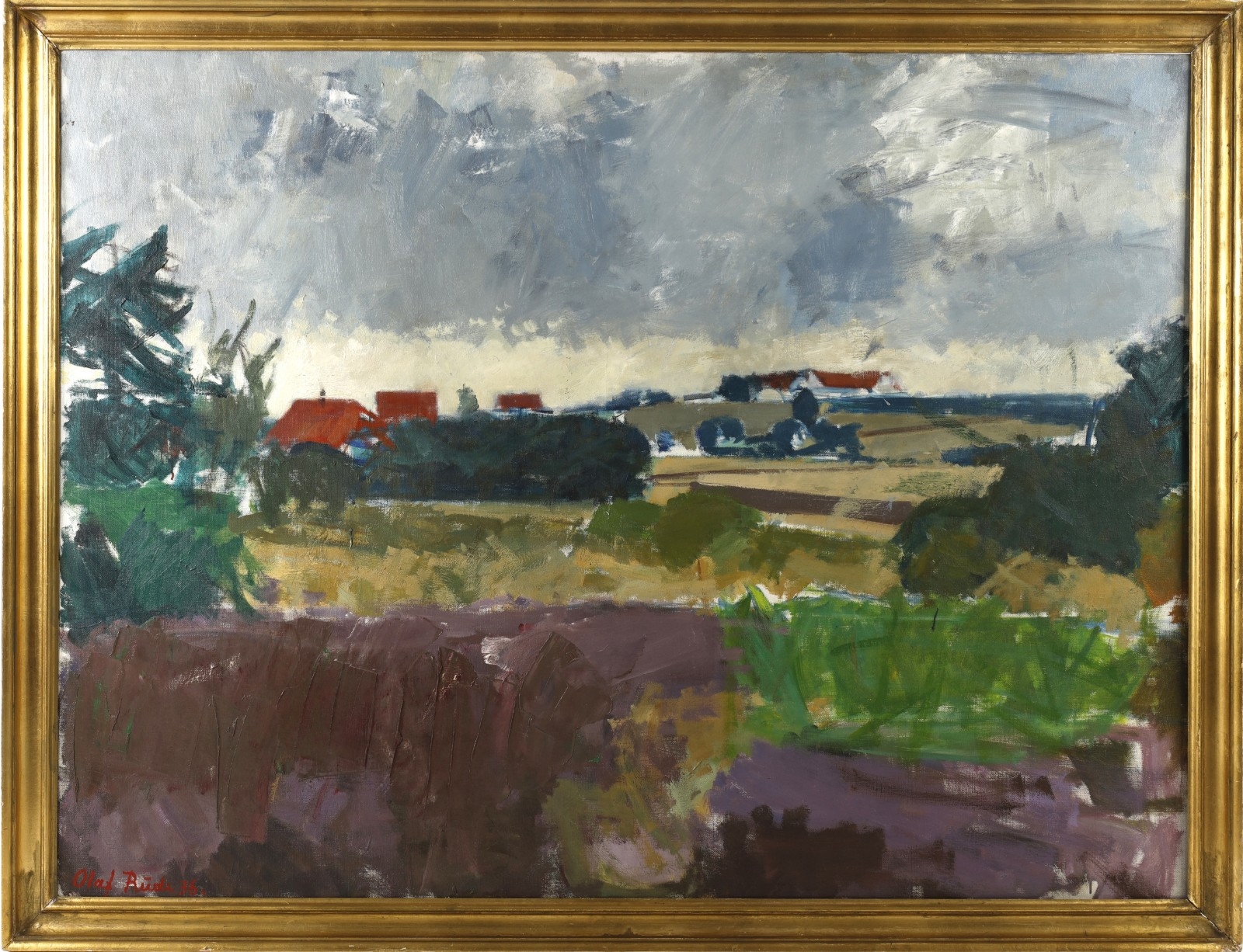 Olaf Rude | View of landscape with houses in the background. (36 ...