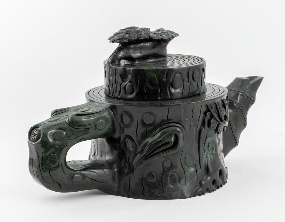 Chinese School | Chinese Monumental Nephrite Jade Teapot | MutualArt