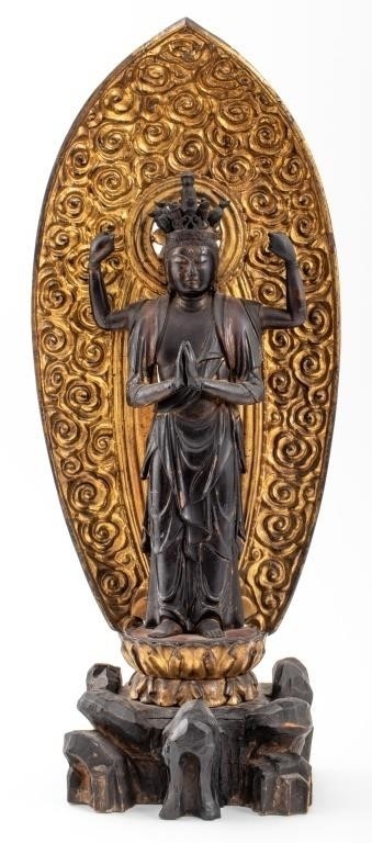 Japanese School | Japanese Gilt Wood Amida Buddha Sculpture (19th ...