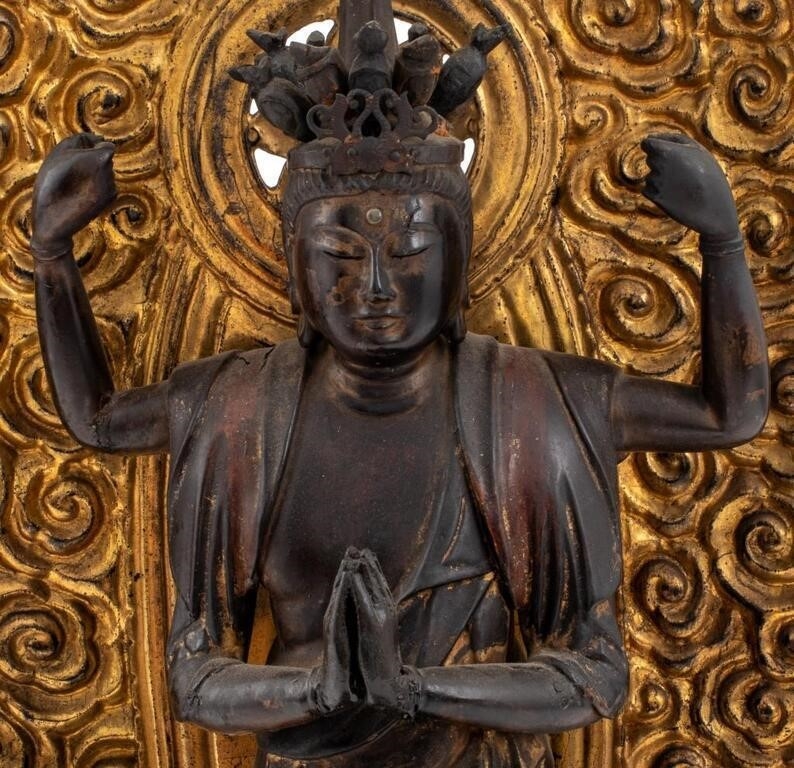 Japanese School | Japanese Gilt Wood Amida Buddha Sculpture (19th ...