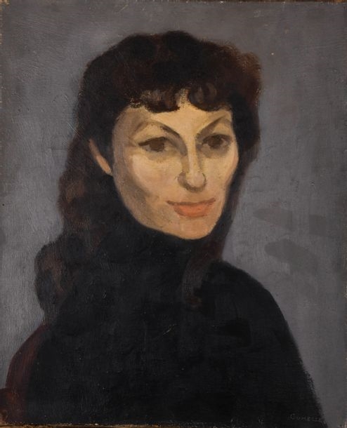 Marie-Josèphe Dyen | Portrait de femme aux longs cheveux. Huile sur toile | MutualArt