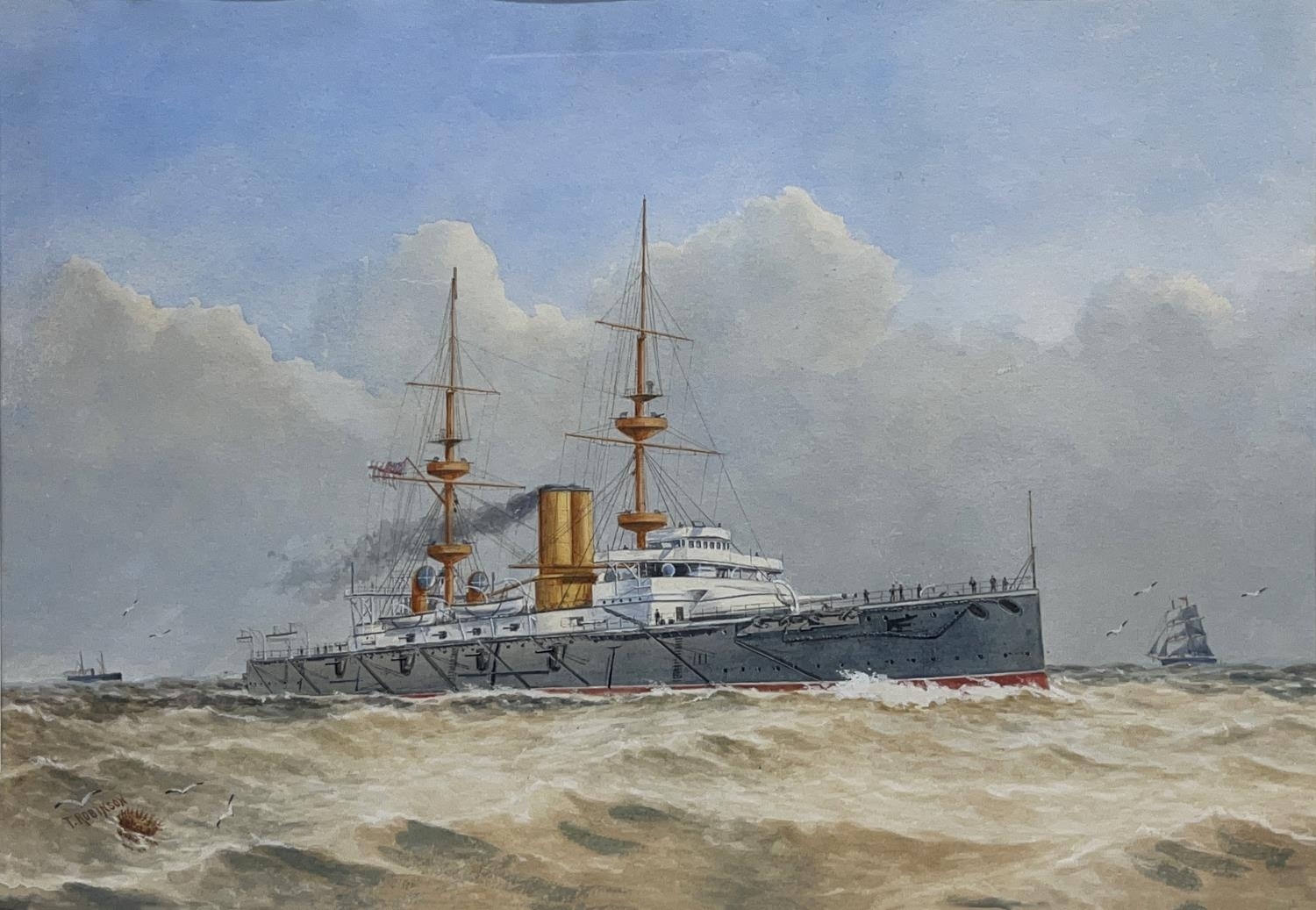T. Robinson | ; Ships Portrait of a British battleship under steam ...