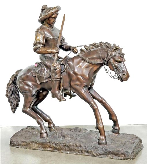 Pierre-Jules Mene | Pierre Jules Mene Horseback Warrior Bronze | MutualArt