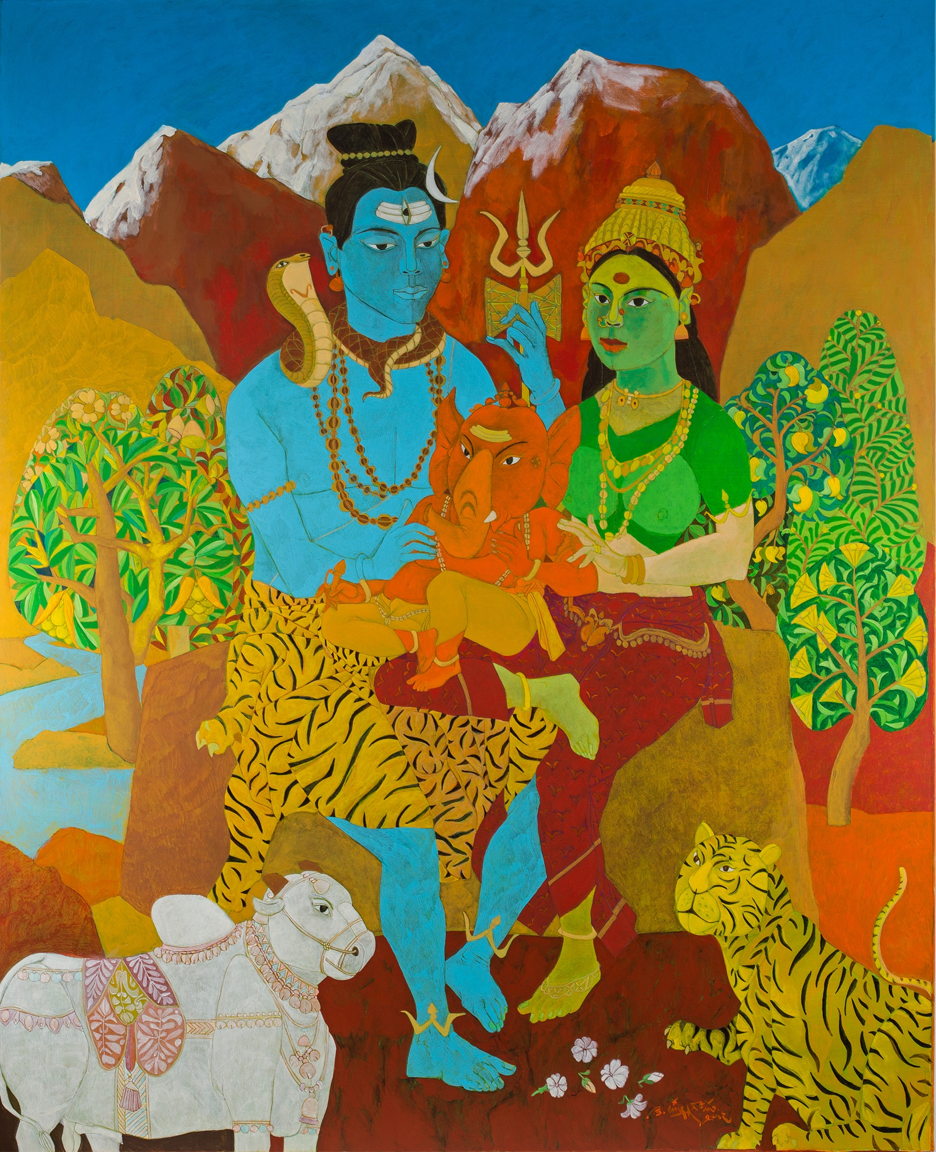 K. Laxma Goud | Untitled (Shiv Parivar) (2017) | MutualArt