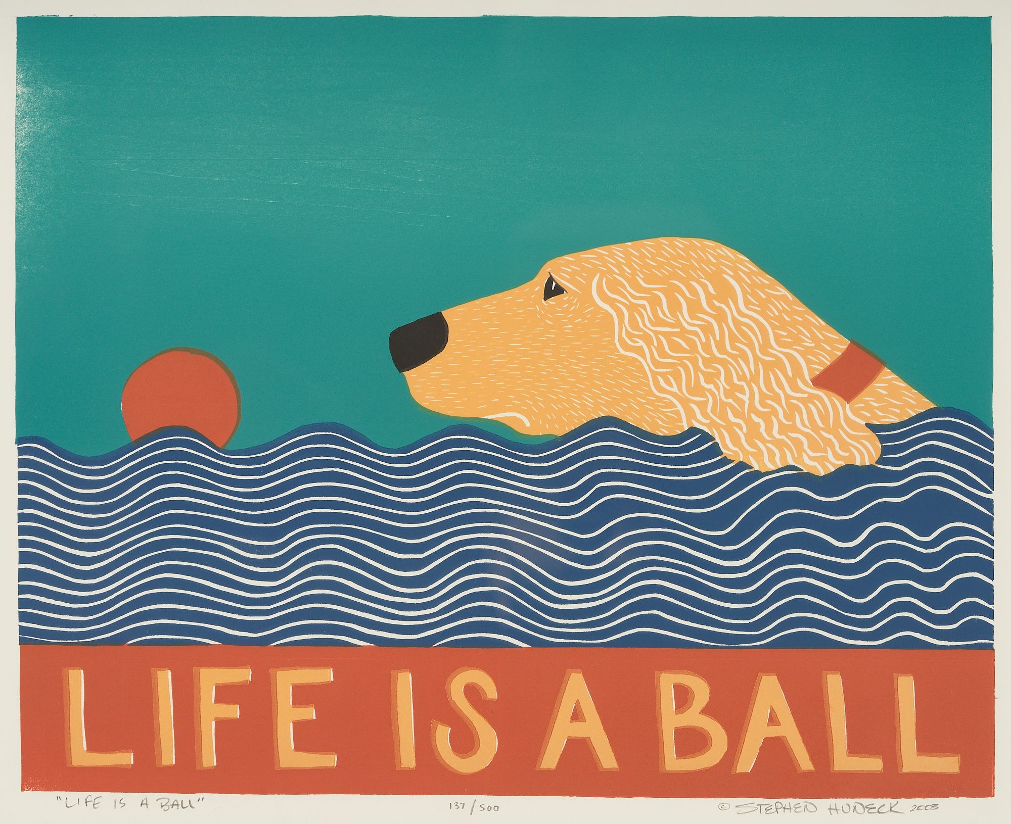 Stephen Huneck | Stephen Huneck Woodcut Print, Life is a Ball, 2003 ...
