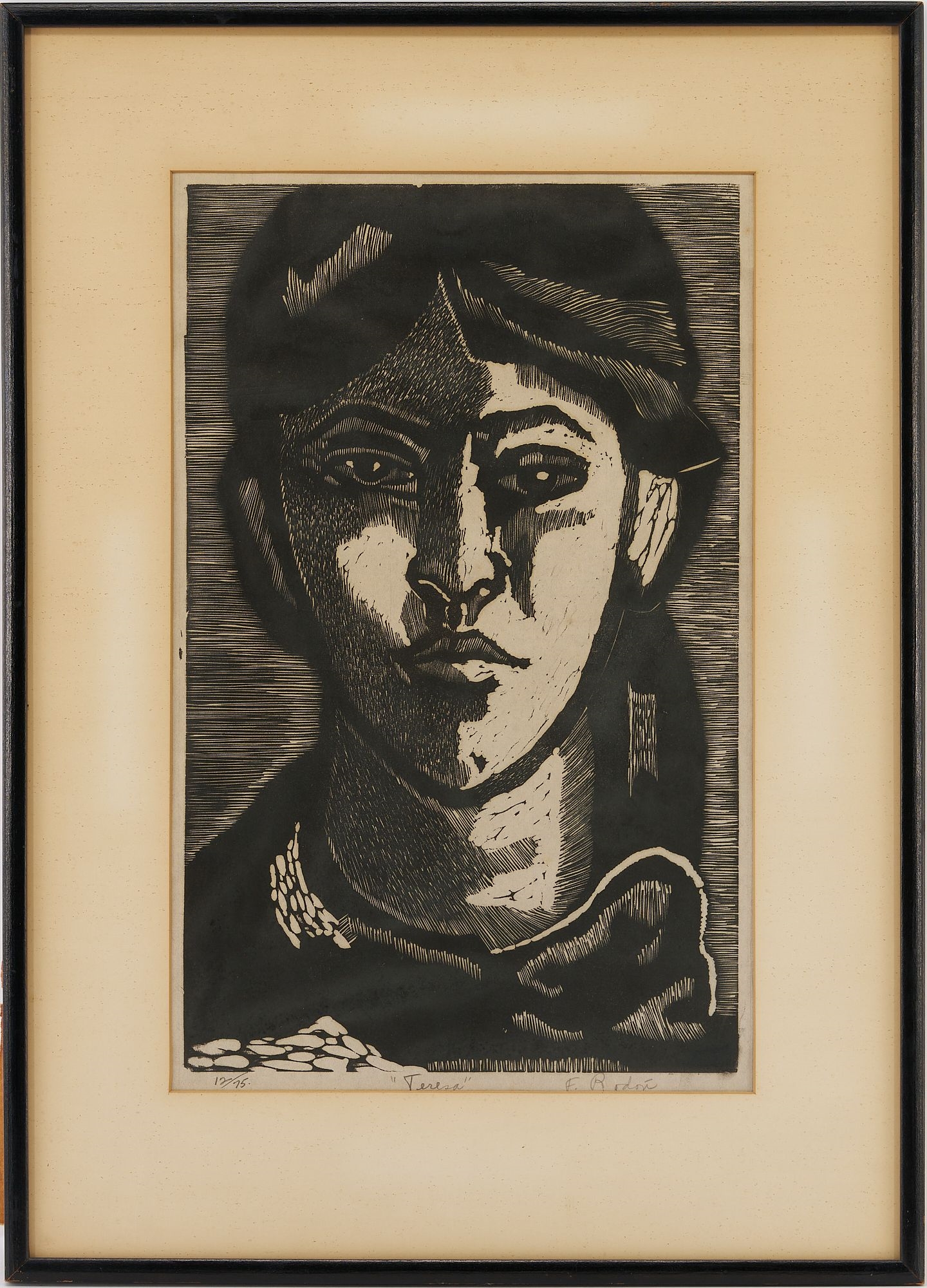 Francisco Rodón | Francisco Rodon woodcut, Portrait of a Woman (20th ...