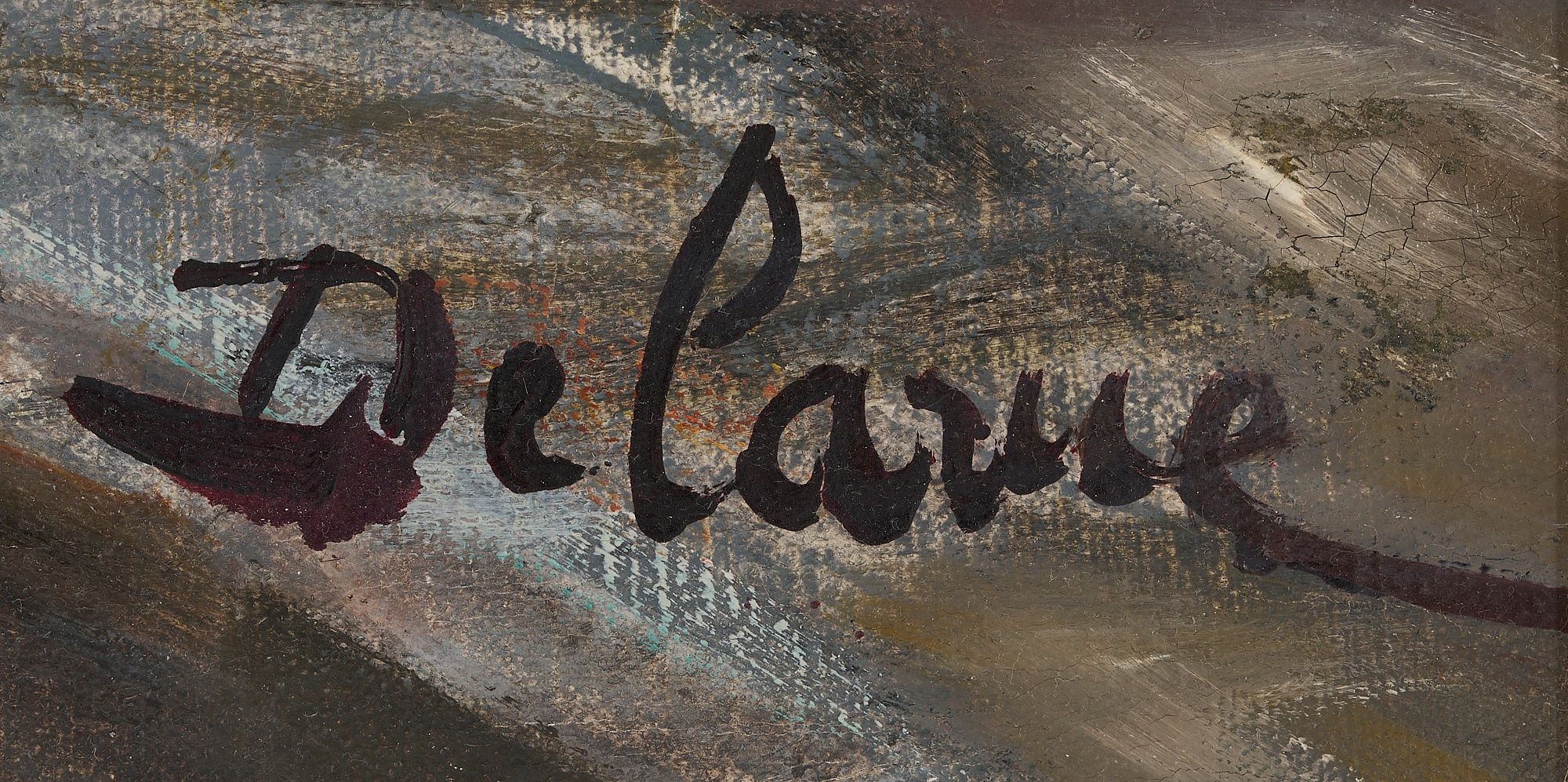 Lucien Delarue | Lucien Delarue Large Oil Painting: Impasse du Tetre ...