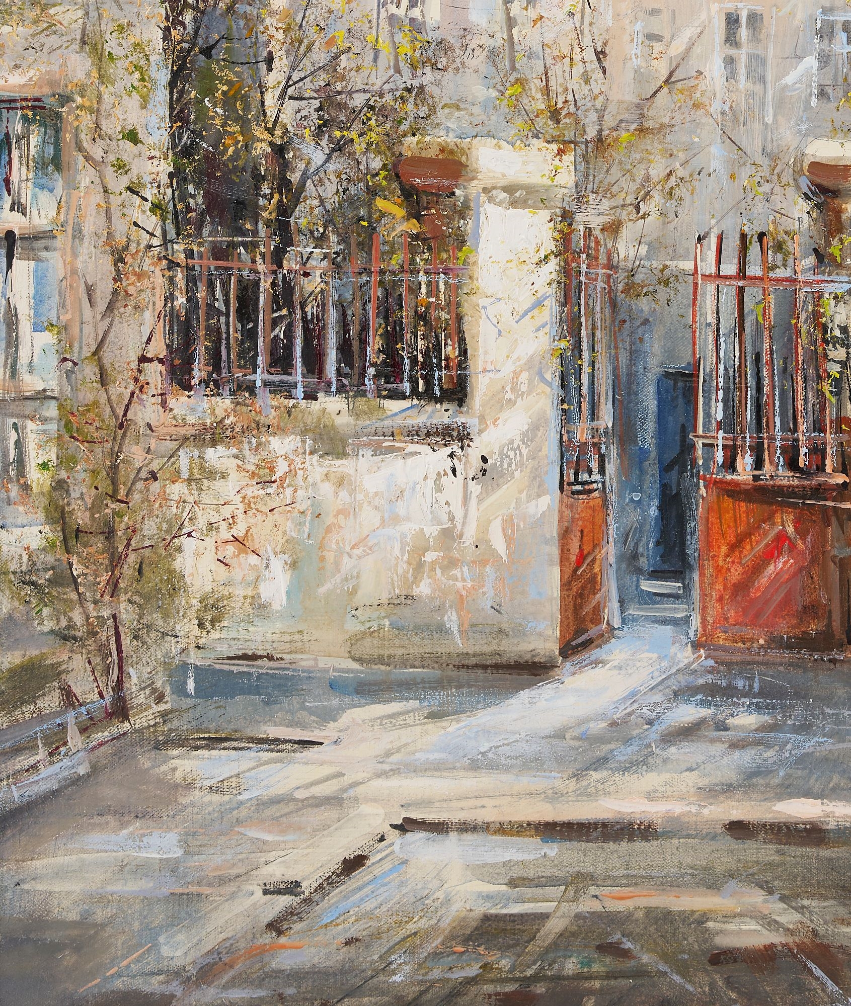 Lucien Delarue | Lucien Delarue Large Oil Painting: Impasse du Tetre ...