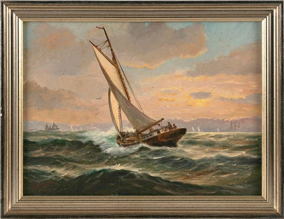 Alfred Gabali | Boat under sunset skies. | MutualArt