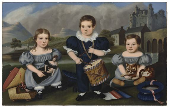 Edwin Weyburn Goodwin | PORTRAIT OF THREE CHILDREN AND A CAT | MutualArt