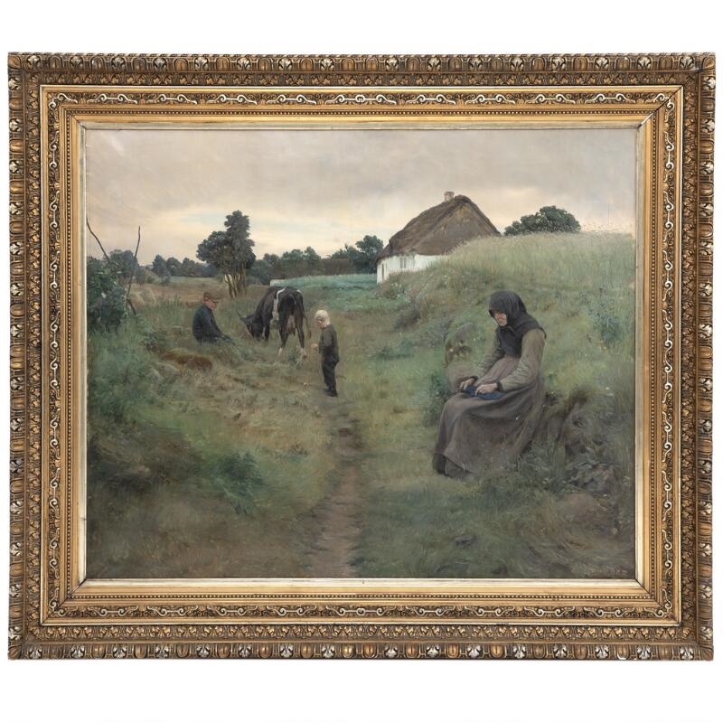 Niels Pedersen Mols | Children with their grandmother near a farmhouse ...