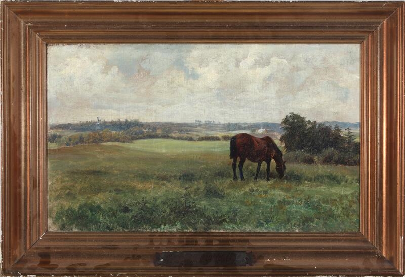 Otto Bache | A summer landscape with a grazing horse by Kjærsgaard ...