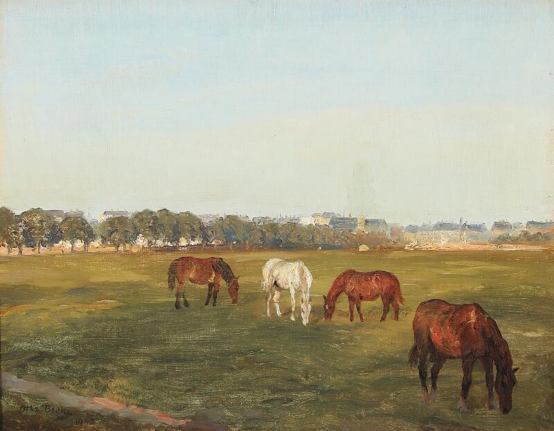 Otto Bache | A summerday with horses on grass (1905) | MutualArt