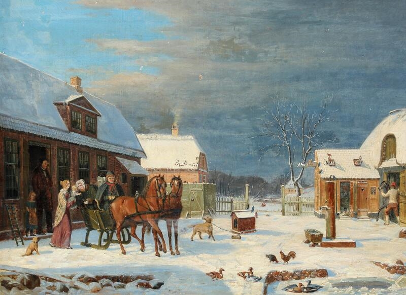 Joachim Ferdinand Richardt | Winter scenery from a courtyard with a ...